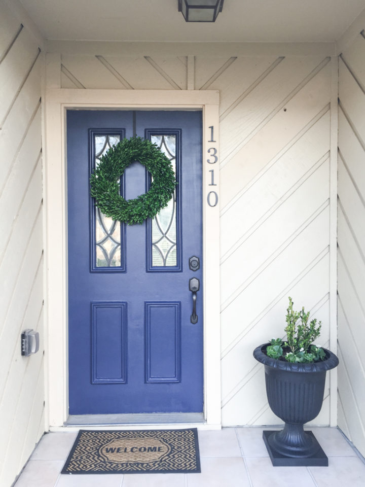 Navy Blue Front Door Makeover - Entertaining Life